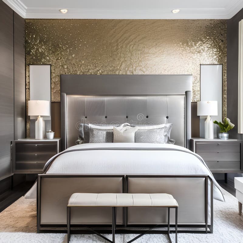 20 a Transitional-style Bedroom with a Mix of Neutral and Metallic ...