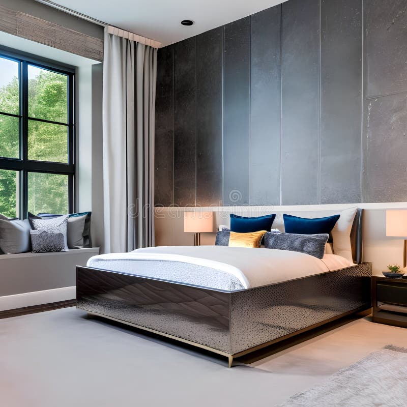 20 a Transitional-style Bedroom with a Mix of Neutral and Metallic ...