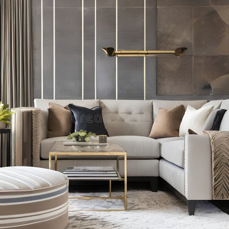15 a Transitional-style Living Room with a Mix of Neutral and Metallic ...