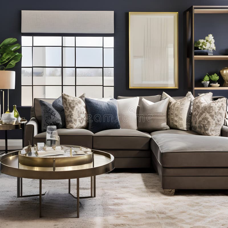20 a Transitional-style Living Room with a Mix of Neutral and Metallic ...