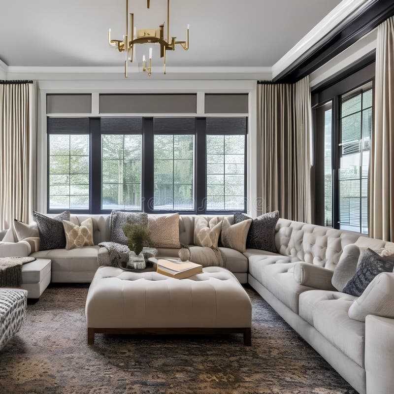 20 a Transitional-style Living Room with a Mix of Neutral and Metallic ...
