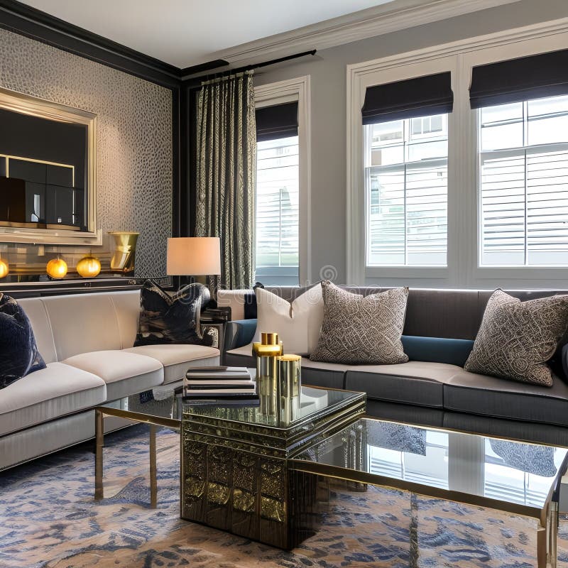 15 a Transitional-style Living Room with a Mix of Patterned and Solid ...