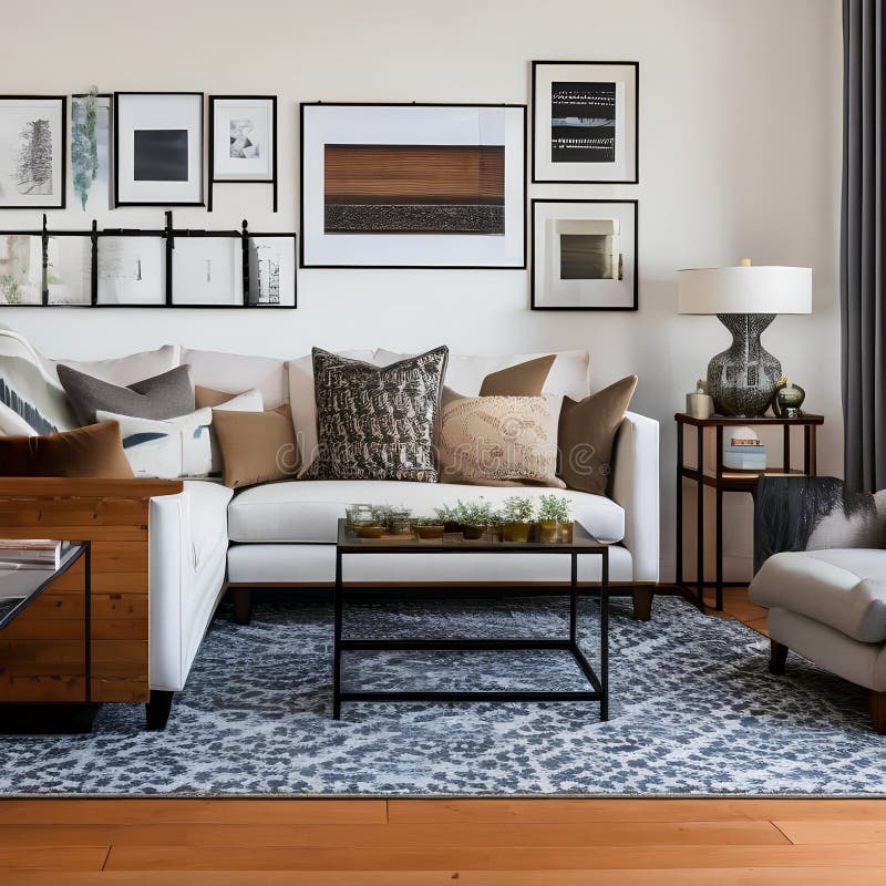 11 a Transitional-style Living Room with a Mix of Wooden and Neutral ...