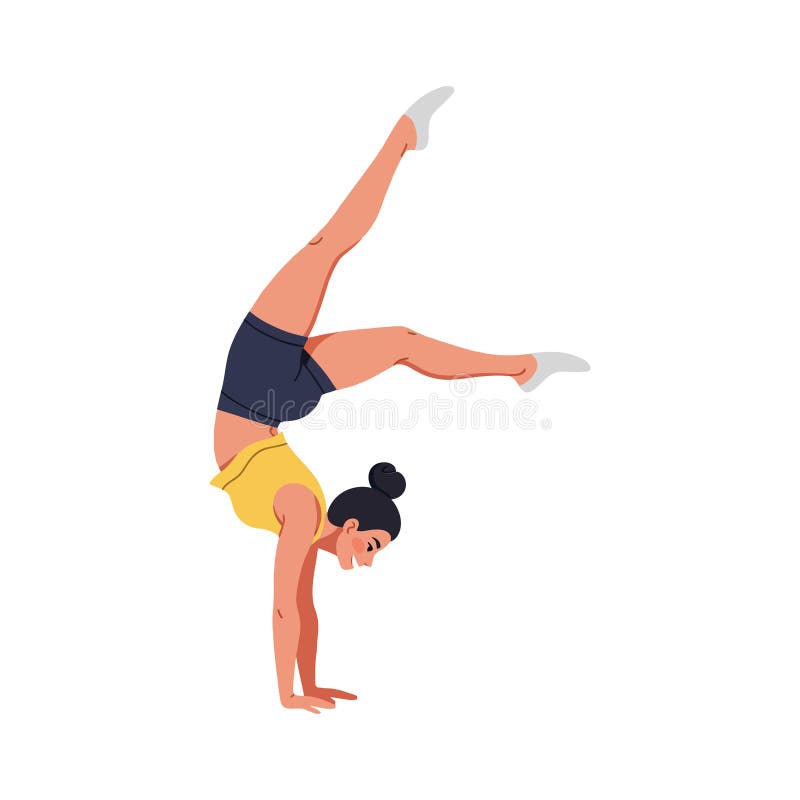 Gymnast Performing a Handstand in Flat Vector Illustration Style Stock ...