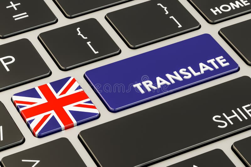 Translate Concept on Keyboard with British Flag, 3D Rendering Stock ...