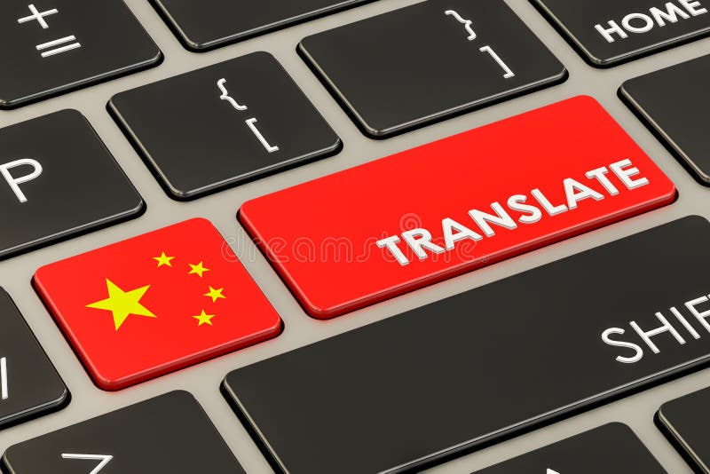 Translate Concept on Keyboard with Chinese Flag, 3D Rendering Stock ...