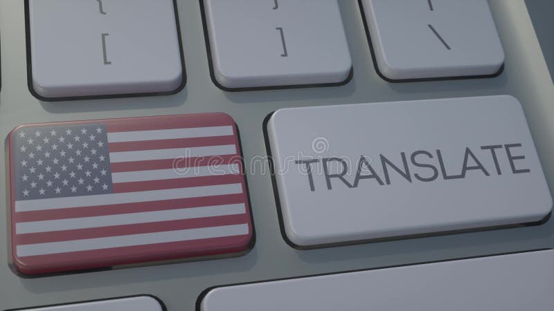 Translate Concept on Keyboard with USA Flag. USA Flag Button on ...