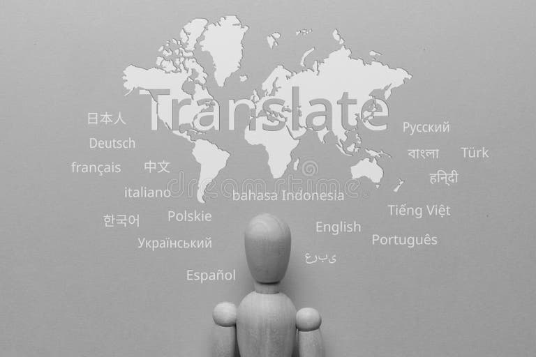 Translate from Different Languages on an Abstract World Map Stock Photo ...