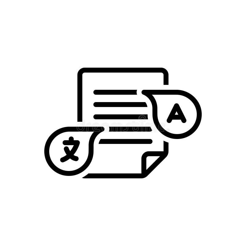 Black Line Icon for Translated, Render and Word Stock Vector ...