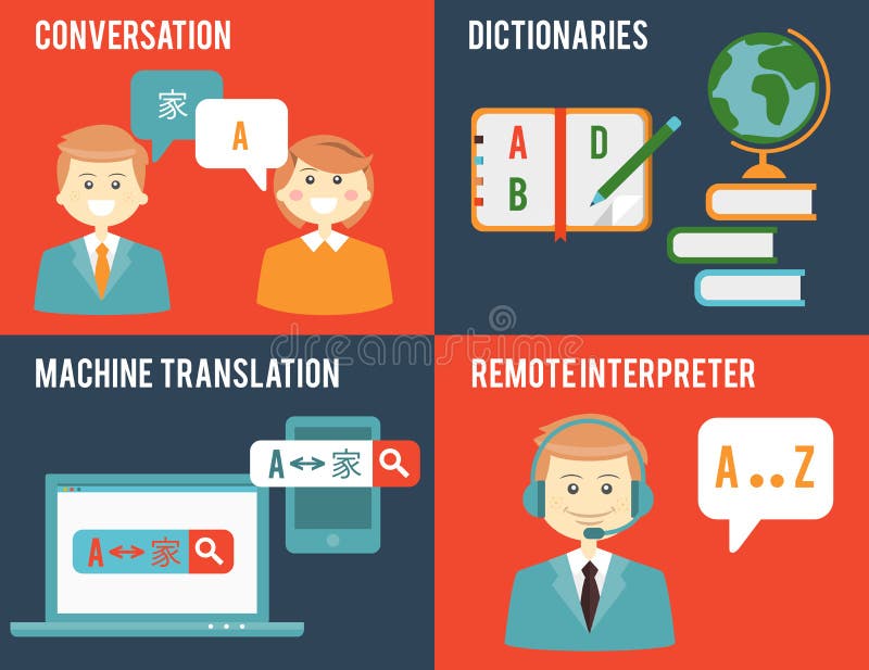Translation and Dictionary Concepts in Flat Style Stock Vector ...