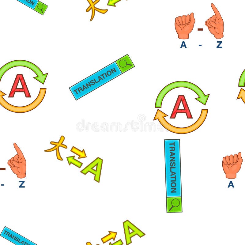 Translation Elements Pattern, Cartoon Style Stock Vector - Illustration ...
