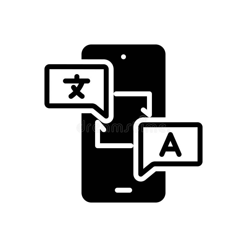 Black Solid Icon for Translation, Communication and Dictionary Stock ...