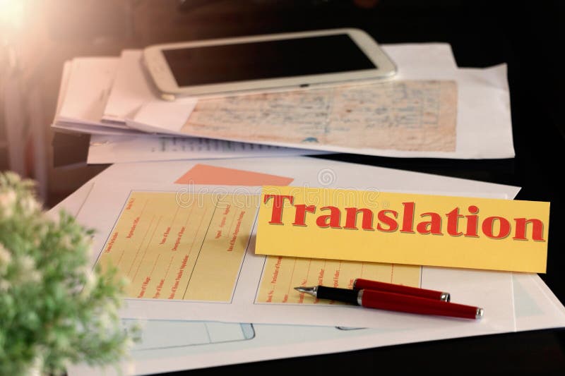 Translation Paperwork on Table in Office Stock Image - Image of global ...