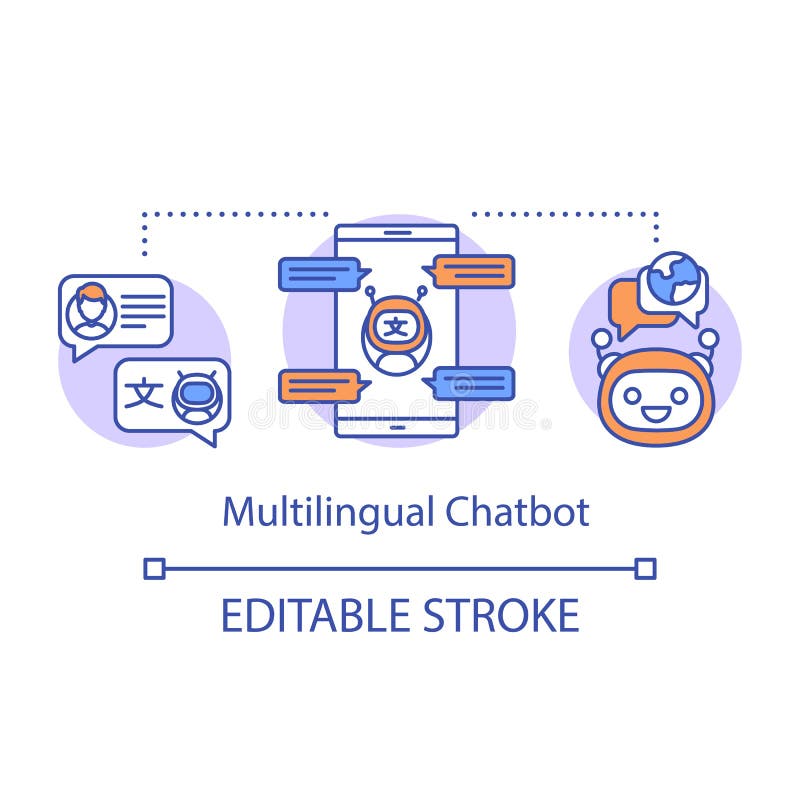 Translation Services Concept Icon. Multilingual Machine Chatbot Idea ...