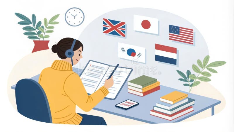 Translation Services a Person Reviewing Documents in Different ...