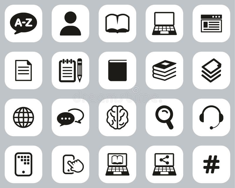 Translation or Translator Icons Black & White Flat Design Set Big Stock ...