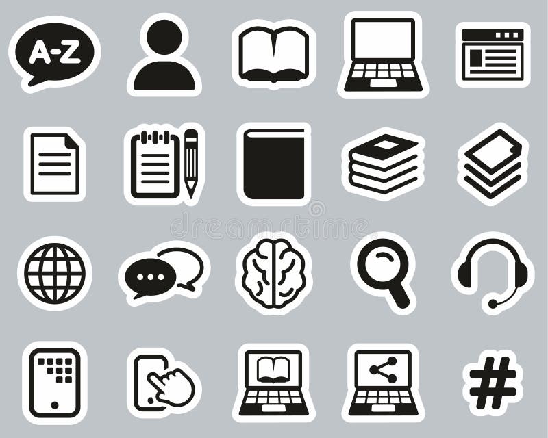 Translation or Translator Icons Black & White Sticker Set Big Stock ...