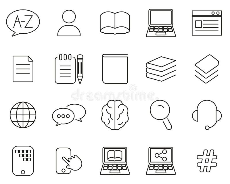 Translation or Translator Icons Black & White Thin Line Set Big Stock ...