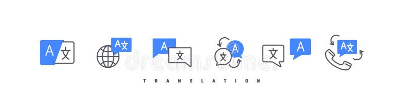 Translator app icons set stock illustration. Illustration of foreign ...