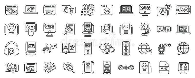 Translator App Icons Set Vector. a Collection of Icons for Various ...
