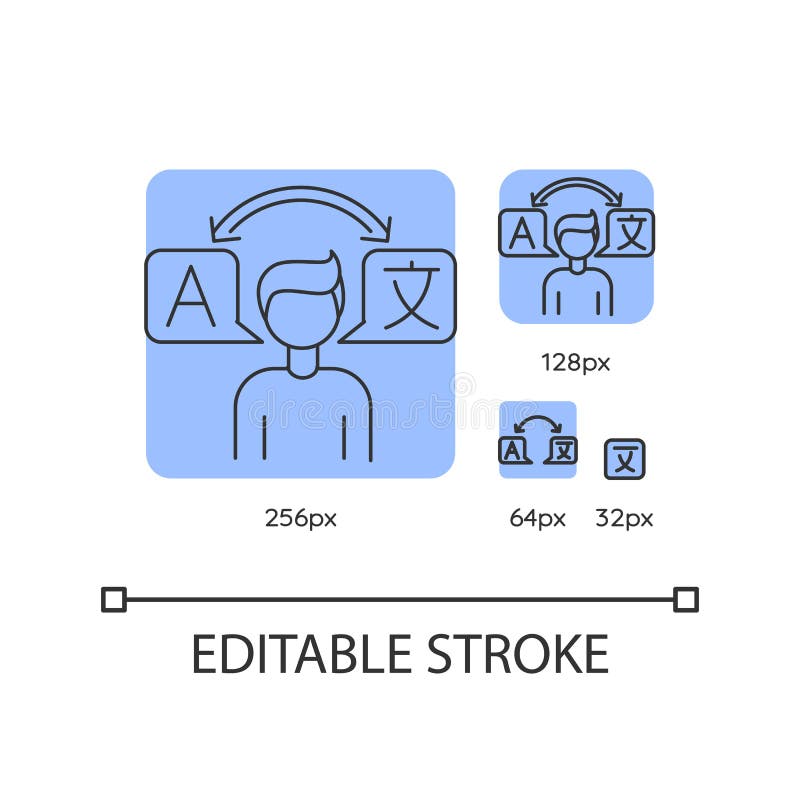 Translator Blue Linear Icons Set Stock Vector - Illustration of logo ...