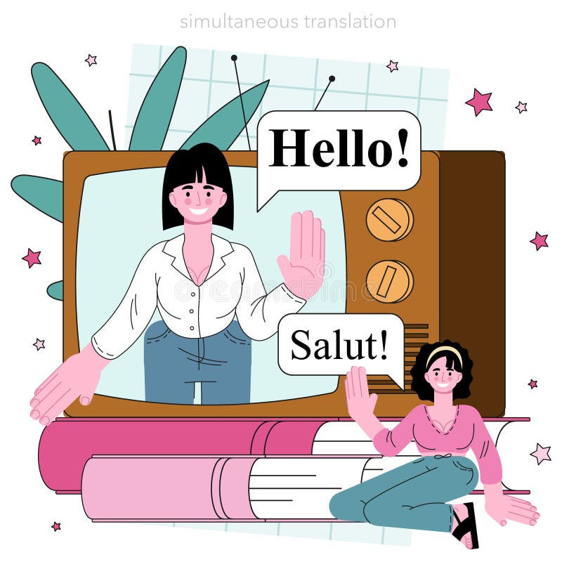 Translator Concept. Linguist Translating Document, Books and Direct ...