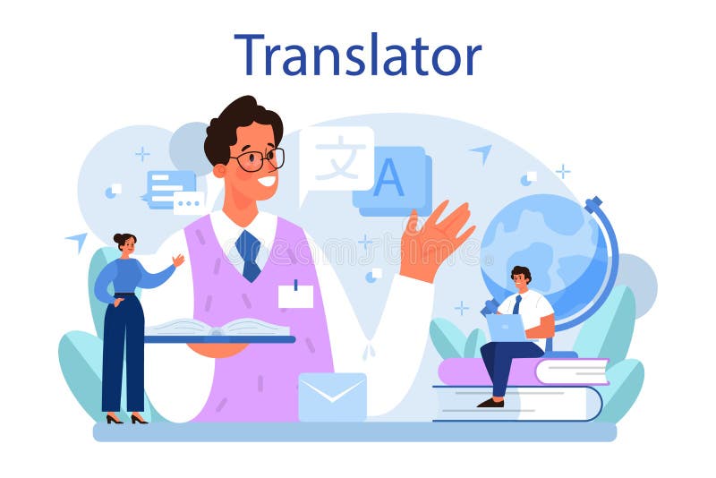 Translator and Translation Service Online Service or Platform Stock Vector - Illustration of ...