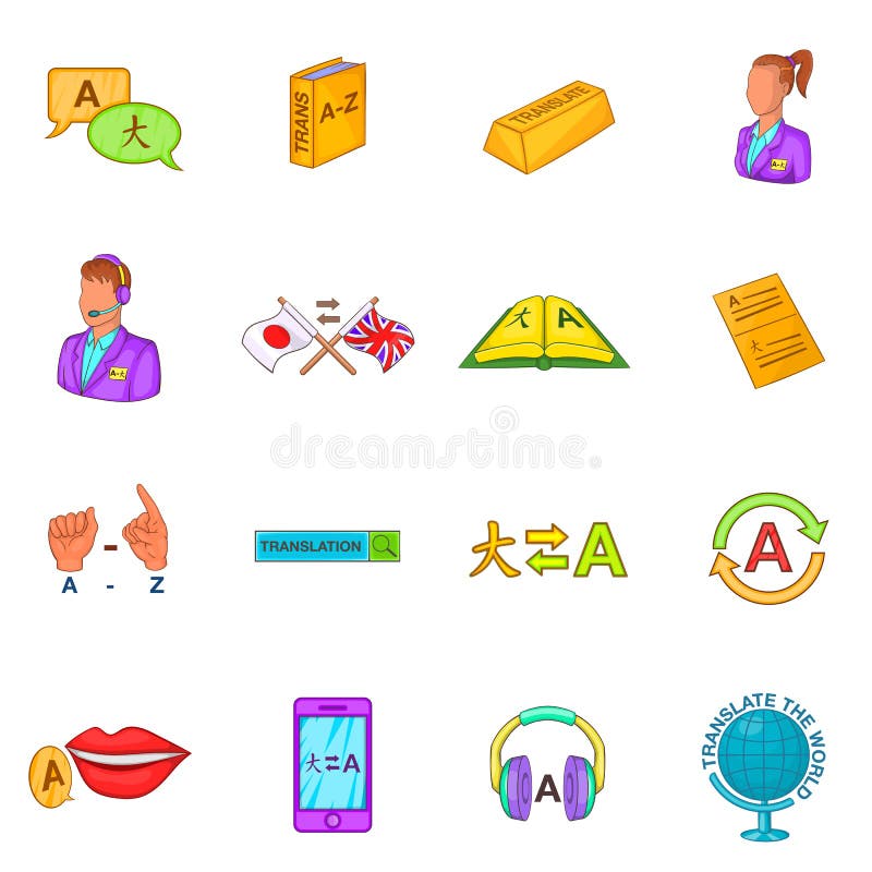 Translator Interpreter Icon, Cartoon Style Stock Illustration ...