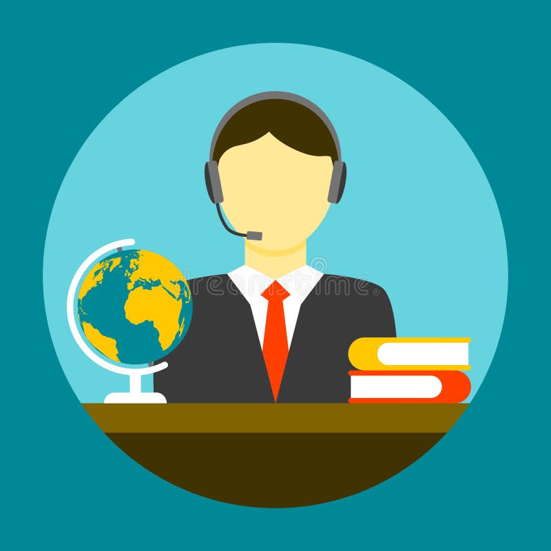 Translator man flat icon stock vector. Illustration of translation ...