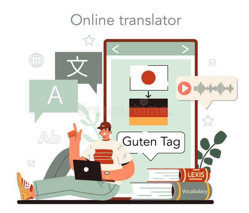 Translator Online Service or Platform. Linguist Translating Document ...