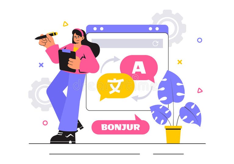 Translator Service Vector Illustration Featuring Multilanguage ...