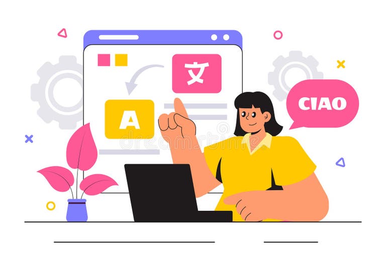 Translator Service Vector Illustration Featuring Multilanguage ...