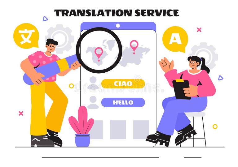 Translator Service Vector Illustration Featuring Multilanguage ...