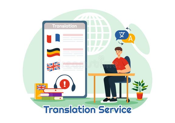Translator Service Vector Illustration with Language Translation for ...