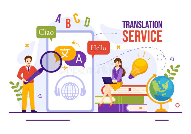 Translator Service Vector Illustration with Language Translation ...