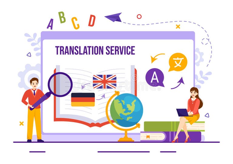 Translator Service Vector Illustration with Language Translation ...
