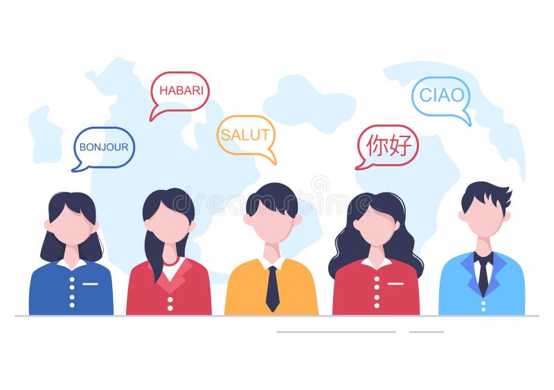 Translator or Translation Language Illustration. Say Hello in Different ...