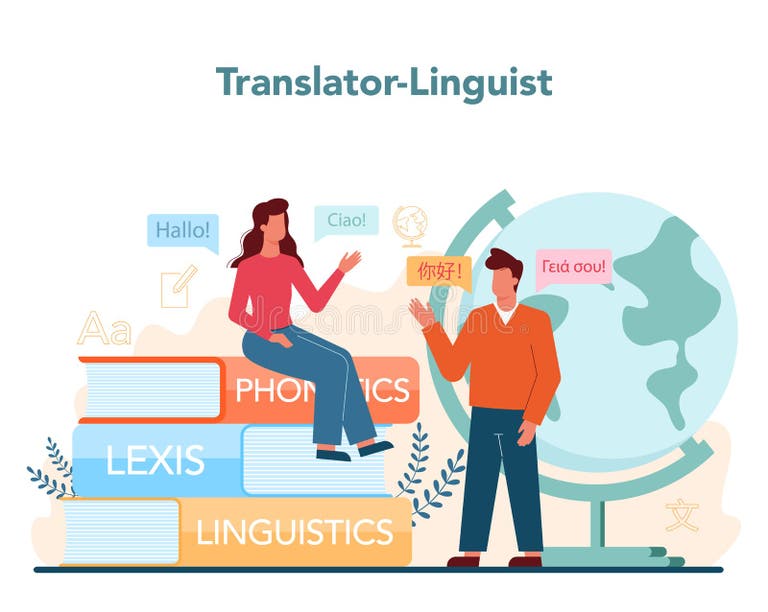 Translator and Translation Service Concept. Linguist Translating ...