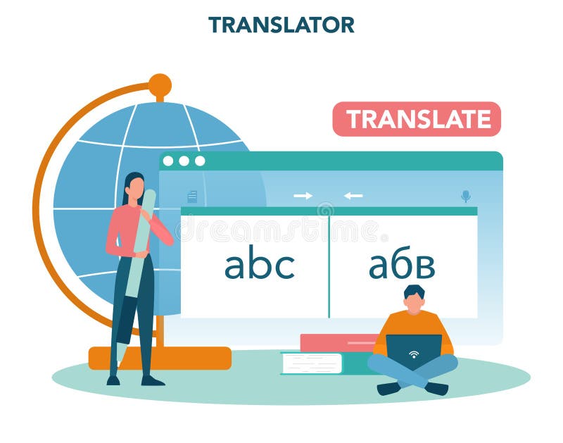 Translator and Translation Service Concept. Polyglot Translating Stock ...