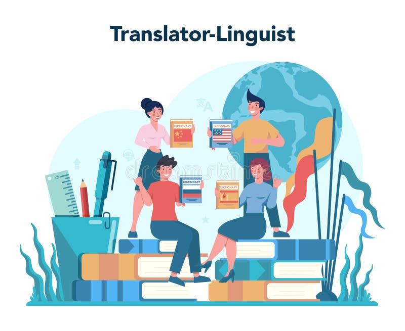 Translator and Translation Service Concept. Polyglot Translating Stock ...