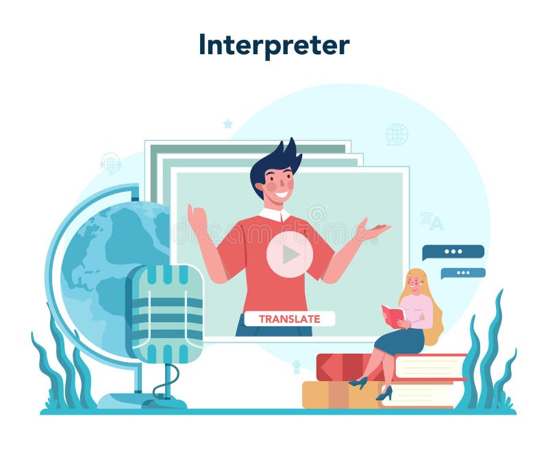 Translator and Translation Service Online Service or Platform Stock Vector - Illustration of ...