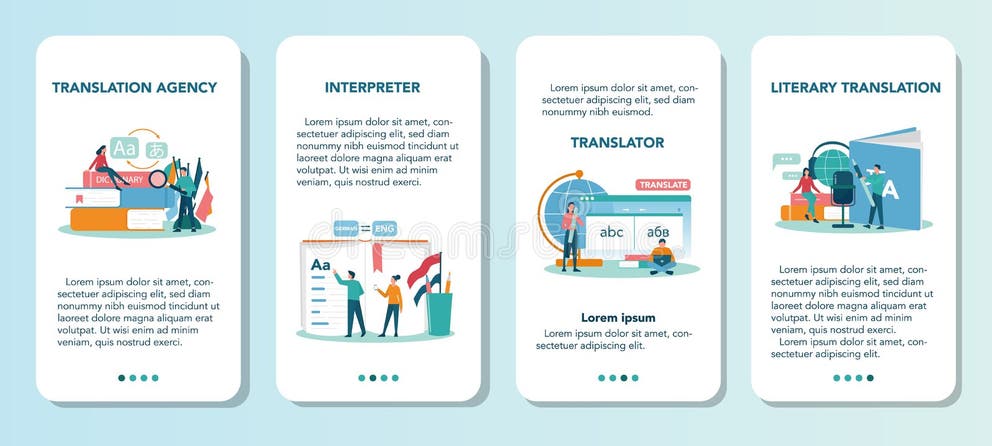 Translator and Translation Service Mobile Application Banner Set. Stock ...
