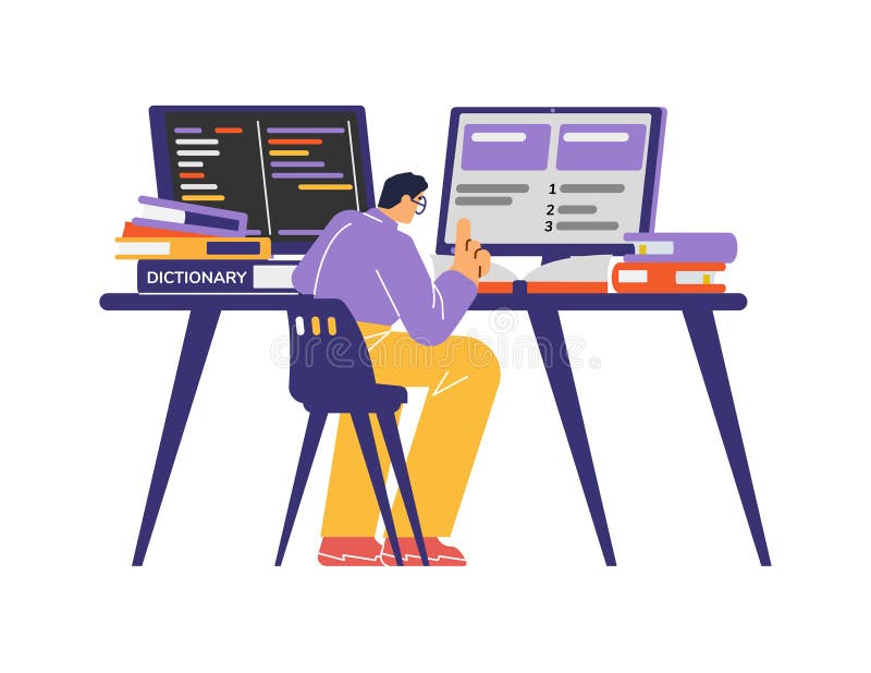 Translator and Translation Service, Vector Man Linguist Translates ...