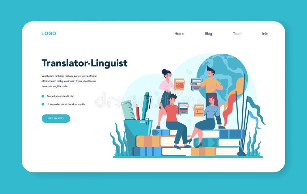 Translator and Translation Service Web Banner or Landing Page. Stock ...