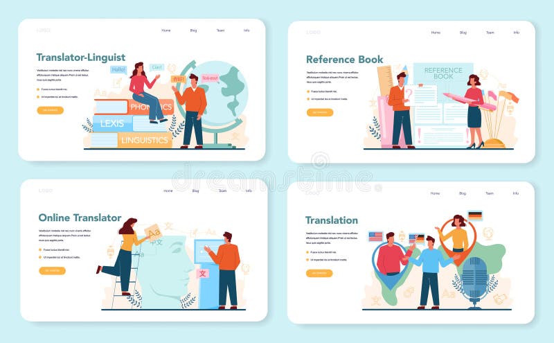 Translator and Translation Service Web Banner or Landing Page Set ...