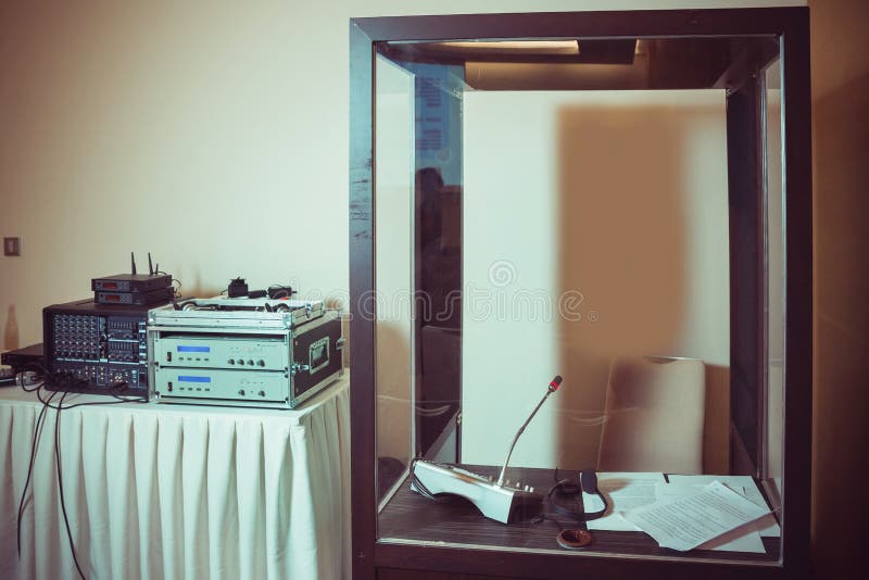 Soft Focus of Wireless Conference Microphones and Notebook in a Meeting ...