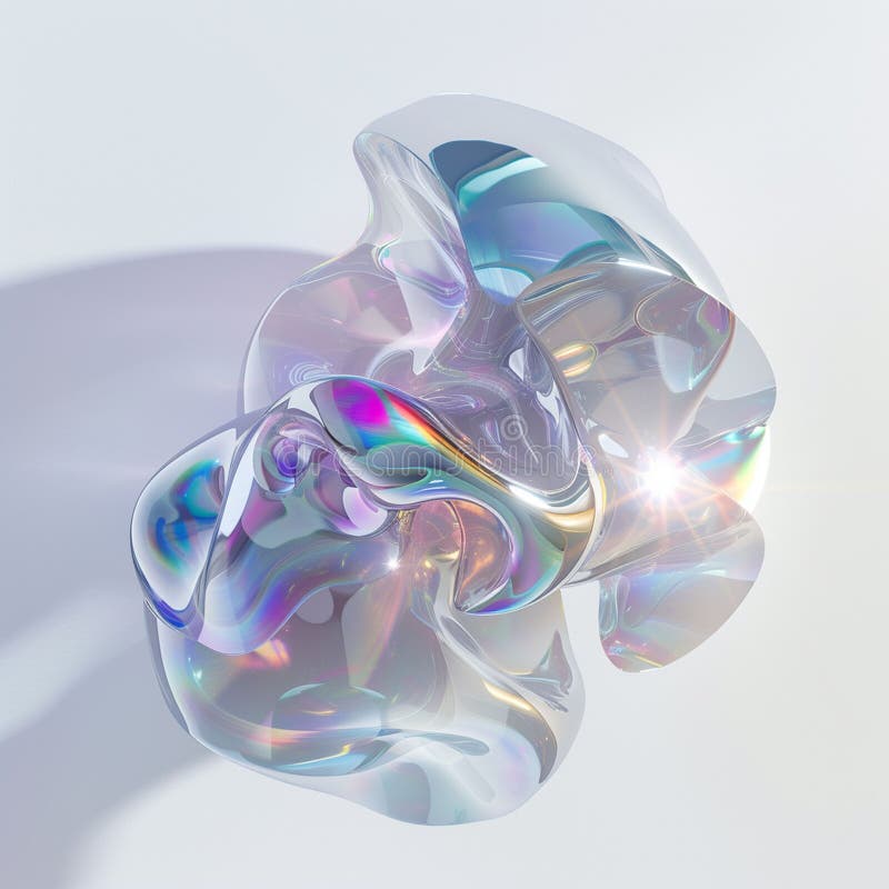 Translucent Abstract Sculpture with Iridescent Colors and Fluid Shapes ...