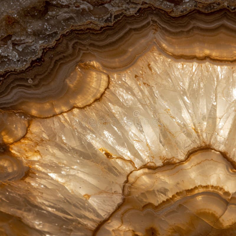 Translucent Agate Slice with Layered Bands and Crystalline Structures ...
