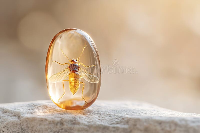 A Translucent Amber Gemstone Displays a Prehistoric Insect, Perfectly ...