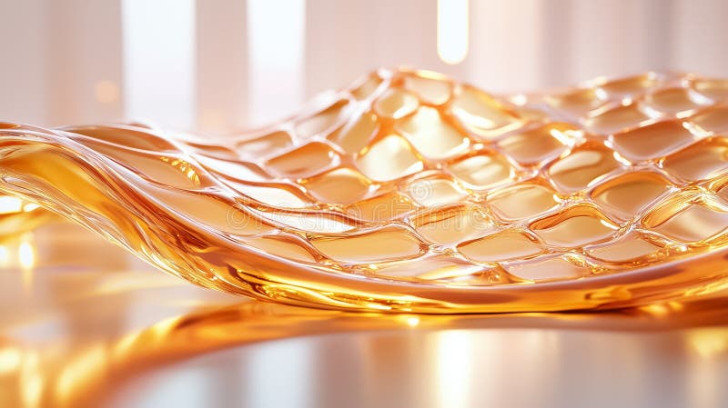 Translucent Amber Material Flows Softly Over a Smooth Surface ...